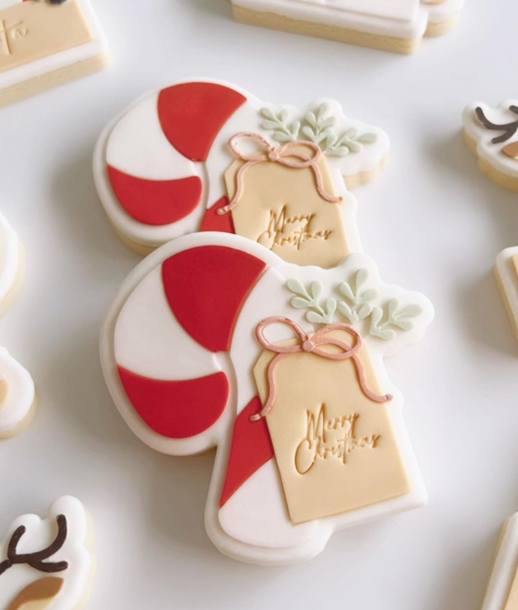 Thick candy cane with bow and blank tag stamp and cutter– Boss Embossers